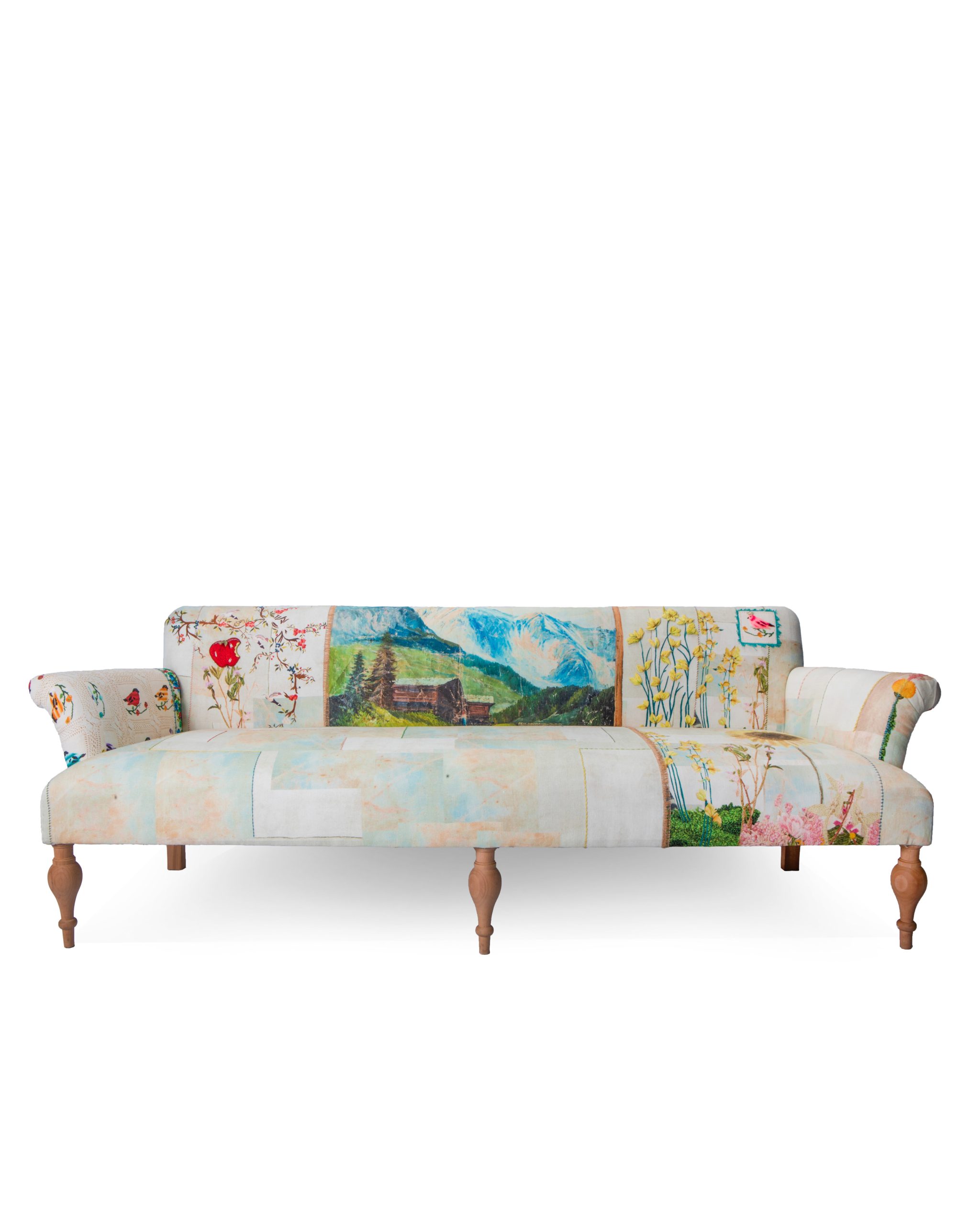 Hills are Alive / Print Linen Embroidered Tattout Sofa - Bokja